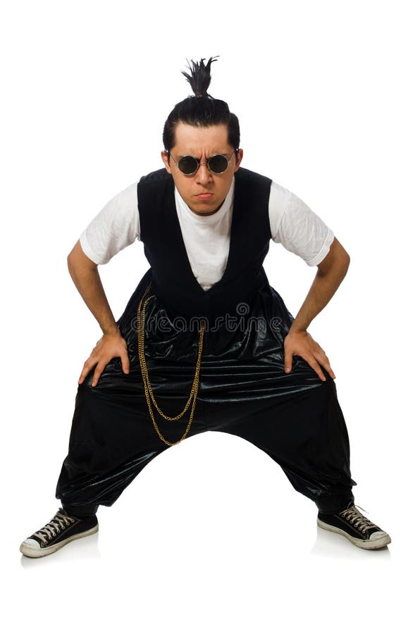 The Funny Young Man Dancing Isolated on White Stock Photo - Image of ...