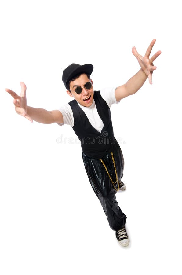 The Funny Young Man Dancing Isolated on White Stock Photo - Image of ...