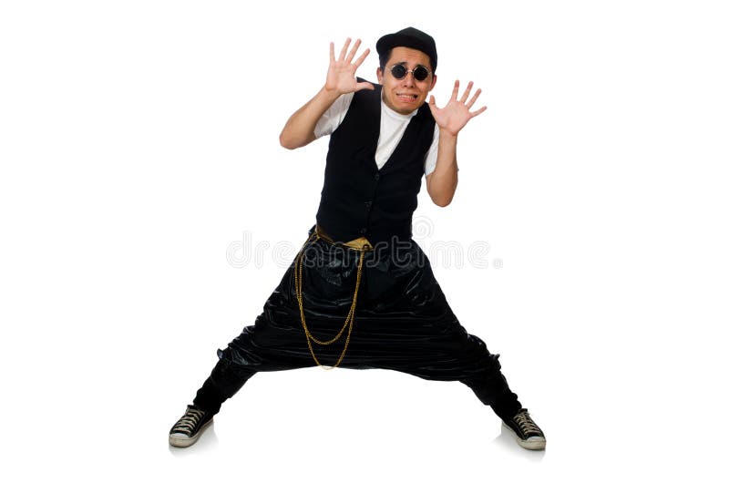 The Funny Young Man Dancing Isolated on White Stock Image - Image of ...