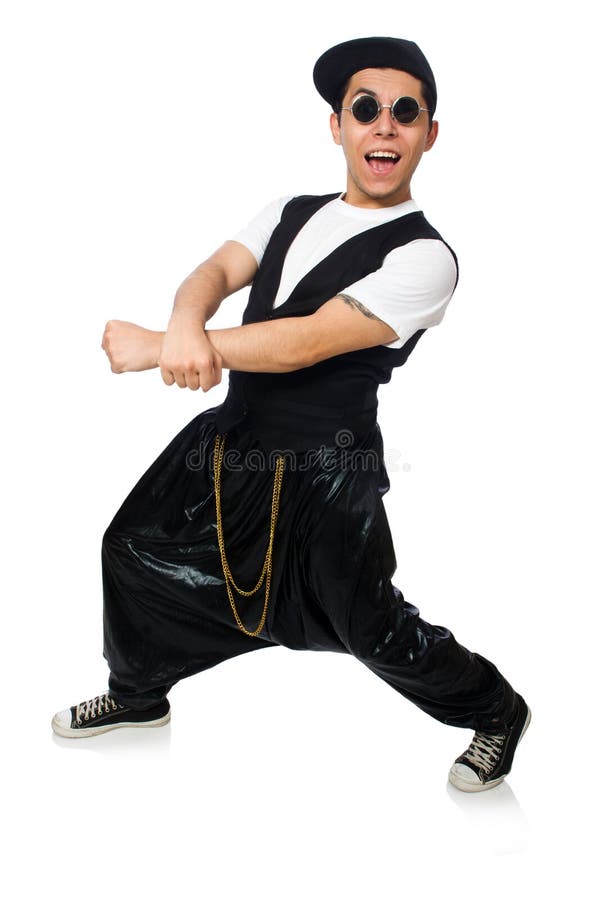 The Funny Young Man Dancing Isolated on White Stock Photo - Image of ...