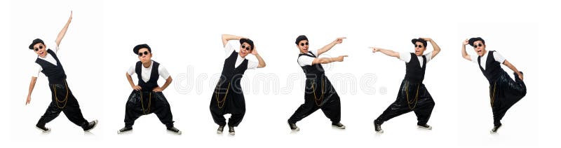 Funny Young Man Dancing Isolated on White Stock Image - Image of music ...
