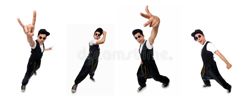 Funny Young Man Dancing Isolated on White Stock Image - Image of rock ...