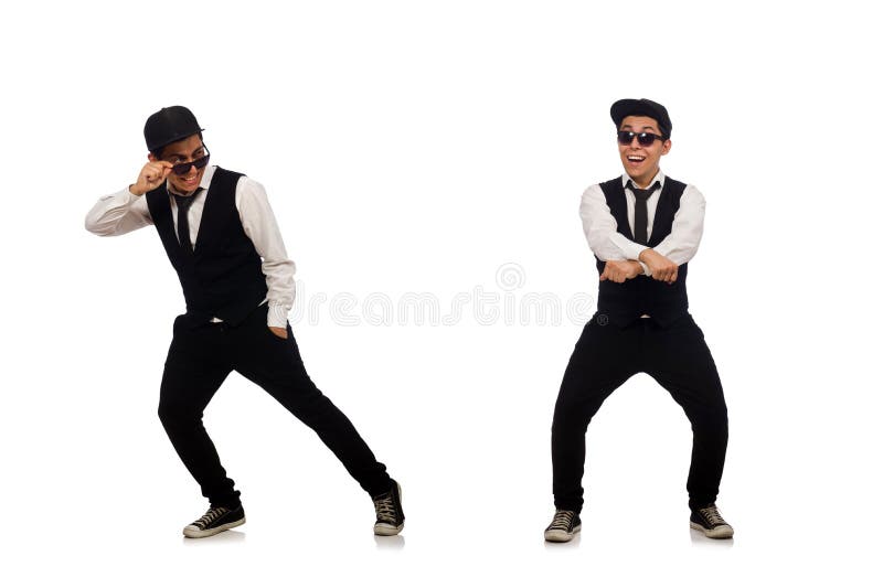 Funny Young Man Dancing Isolated on White Stock Image - Image of ...