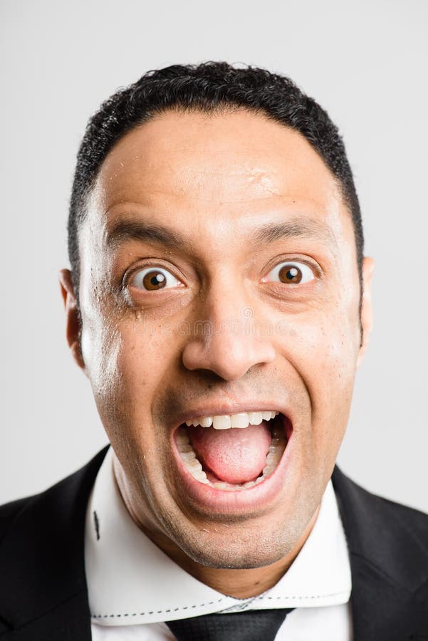 Funny Man Portrait Real People High Definition Grey Background Stock ...
