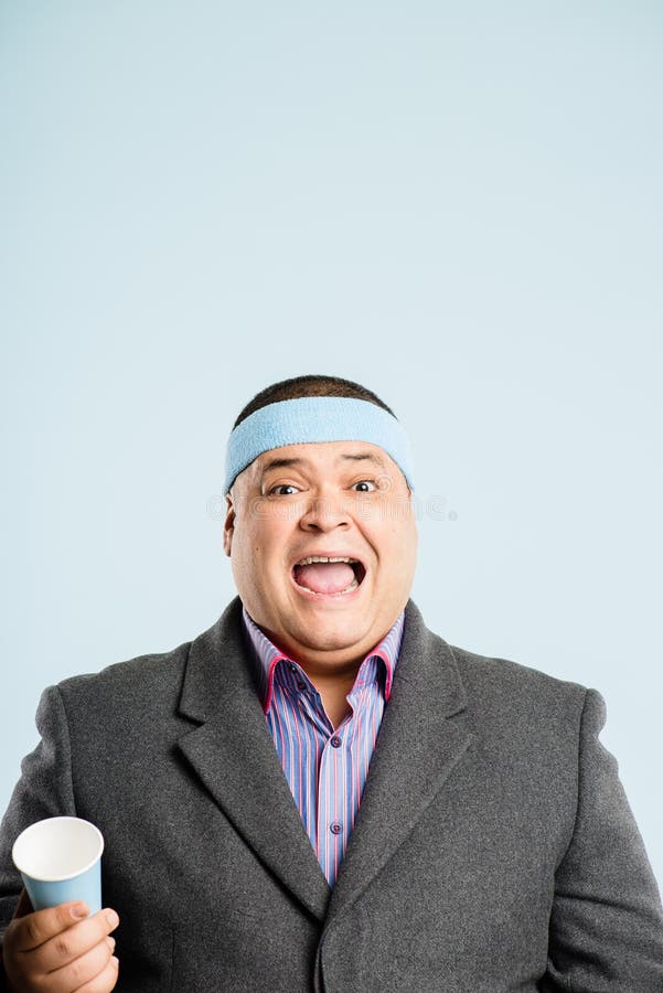 Funny Man Portrait Real People High Definition Blue Background Stock ...