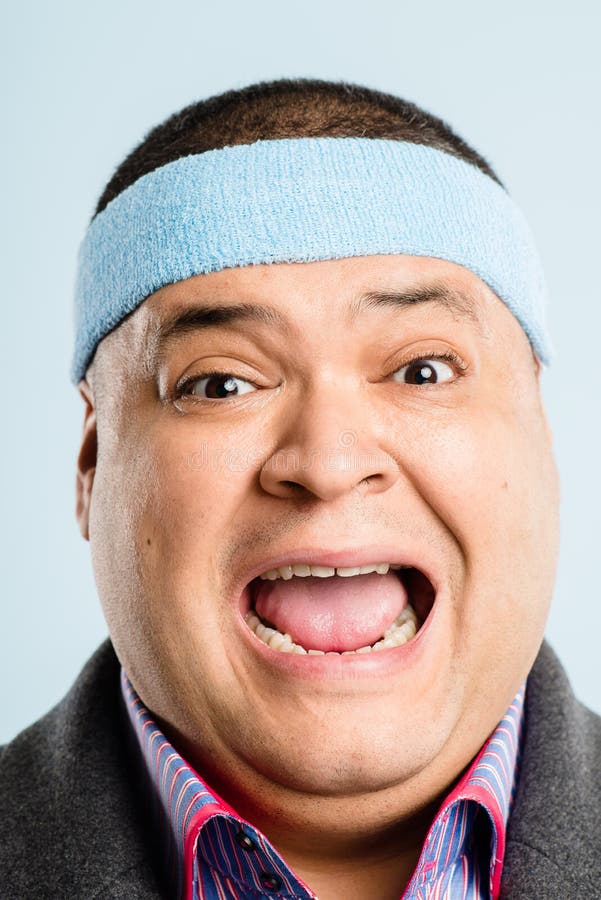 Funny Man Portrait Real People High Definition Blue Background Stock ...