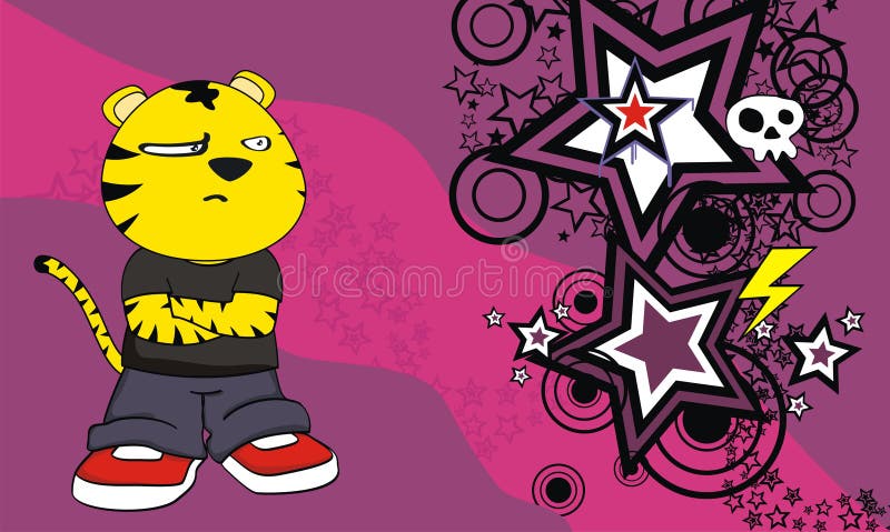 Grumpy Tiger Cartoon Expression Background Stock Vector - Illustration ...