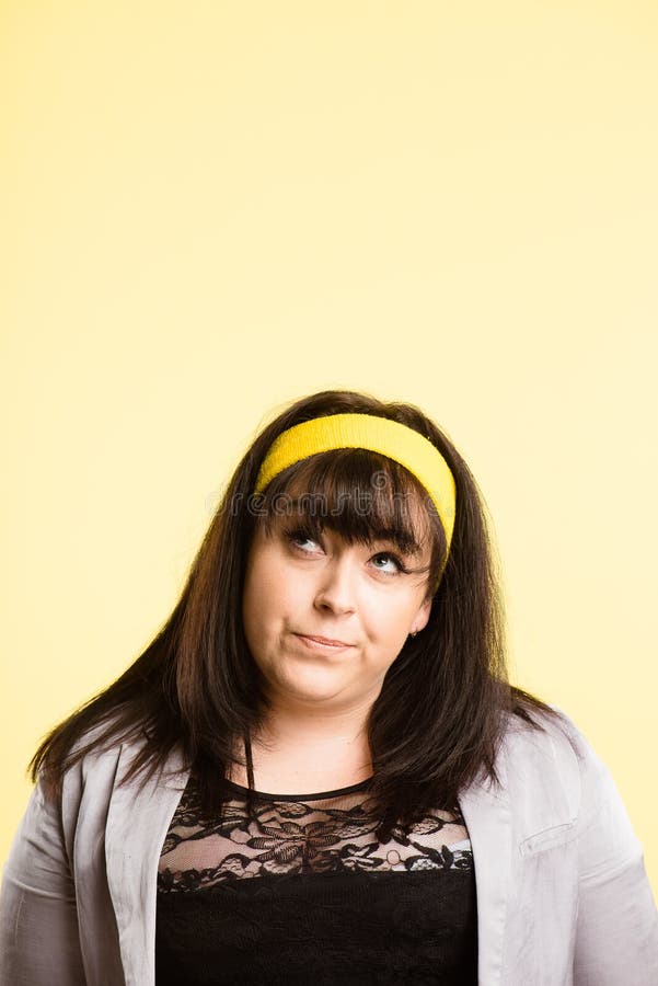 Funny Woman Portrait Real People High Definition Yellow Background ...