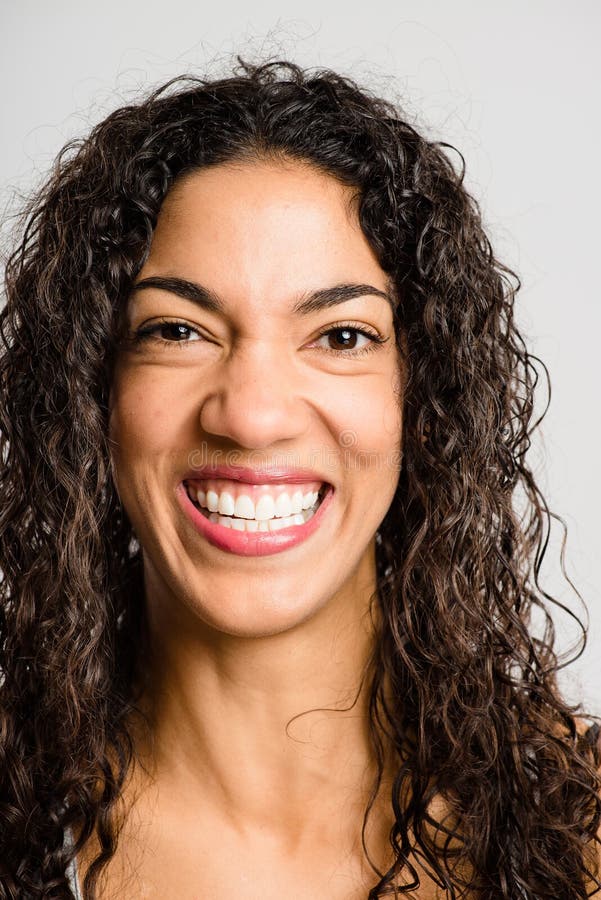 Funny Woman Portrait Real People High Definition Grey Background Stock ...