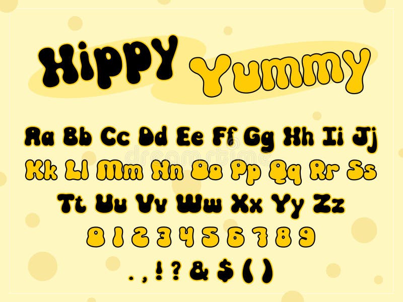 Funny Yummy Font Text Glyph Vector Design Stock Vector - Illustration ...