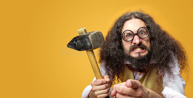 Funy geek is getting upset stock image. Image of caucasian - 185537245