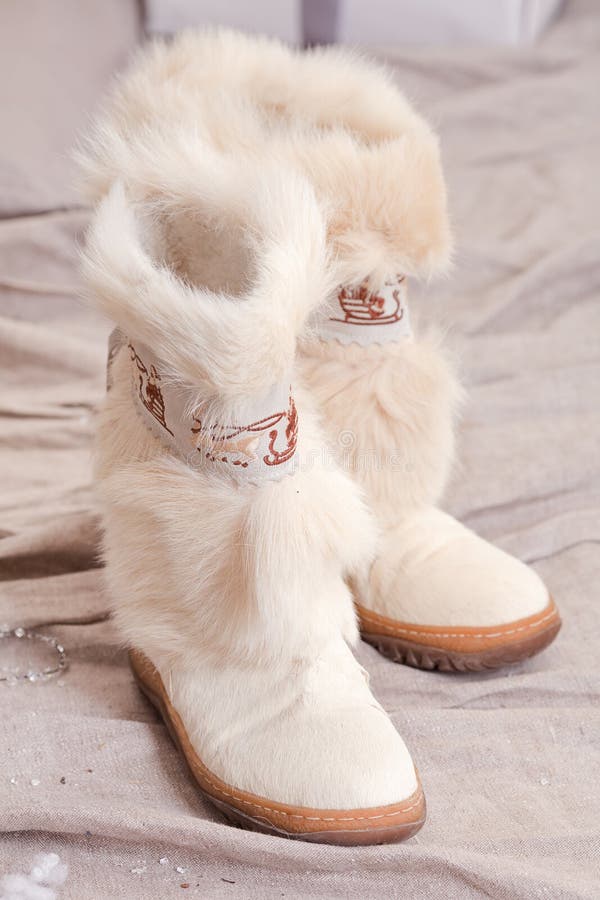 Fur Boots for Cold Weather Winter Stock Photo - Image of boots ...
