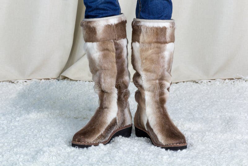 Fur boots front view stock image. Image of closeup, fashion - 67891467