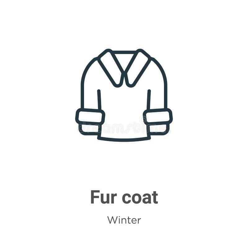 Outline Fur Coat Vector Icon. Isolated Black Simple Line Element ...