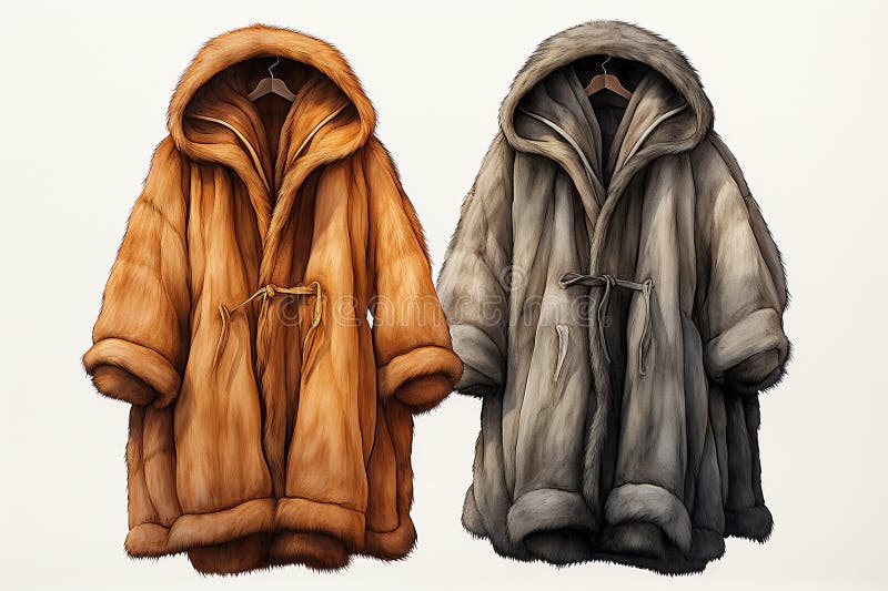 Fur Coats Isolated on a White Background. 3d Rendering. AI Generated ...