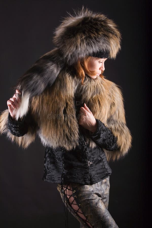Fur in the dark stock image. Image of people, posing, elegance - 3177599