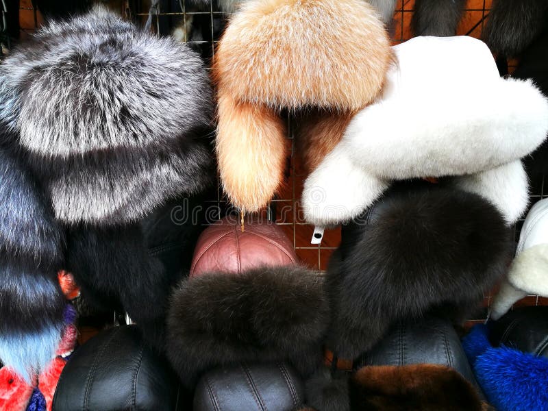 The Fur Hat at Izmailovsky Market in Moscow, Russia Stock Photo - Image ...