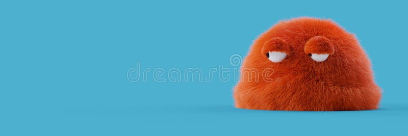 Fur Monster Looking at the Copy Space with Bored or Stale Expression ...