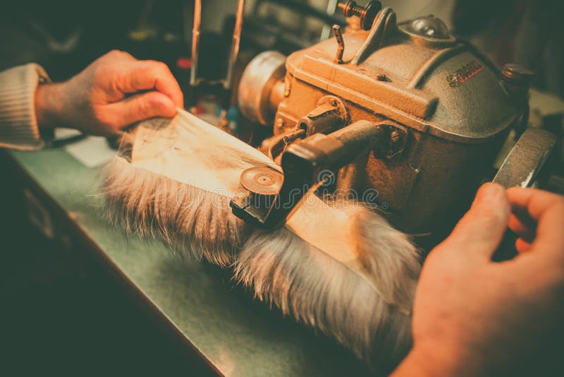 Fur sewing machine stock photo. Image of industry, fashion - 88095552