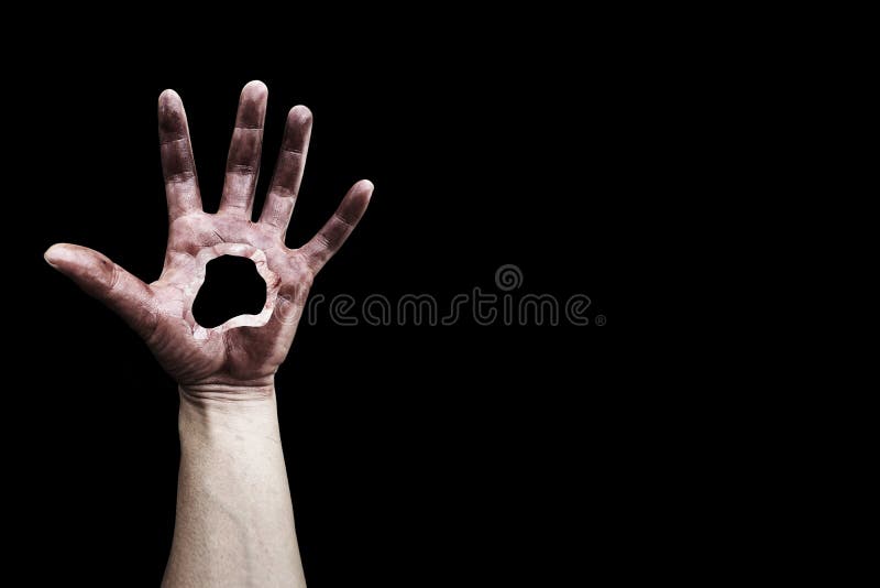 Furchtsame Hand mit Loch stockfoto. Bild von stark, auszug - 85811190