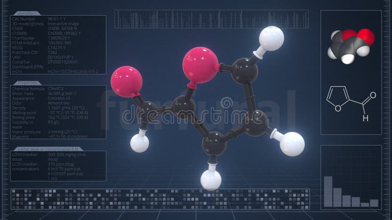 Furfural Molecule with Description on the Computer Screen, Loopable 3d ...