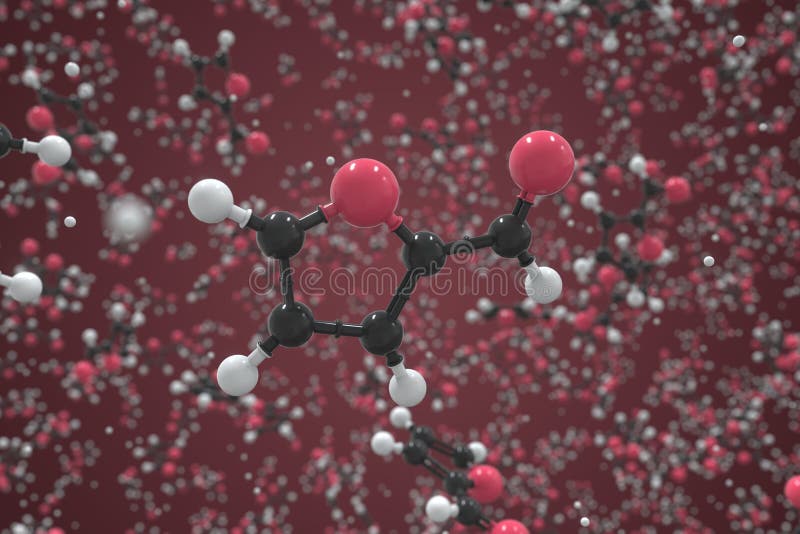 Furfural Molecule, Scientific Molecular Model, 3d Rendering Stock ...