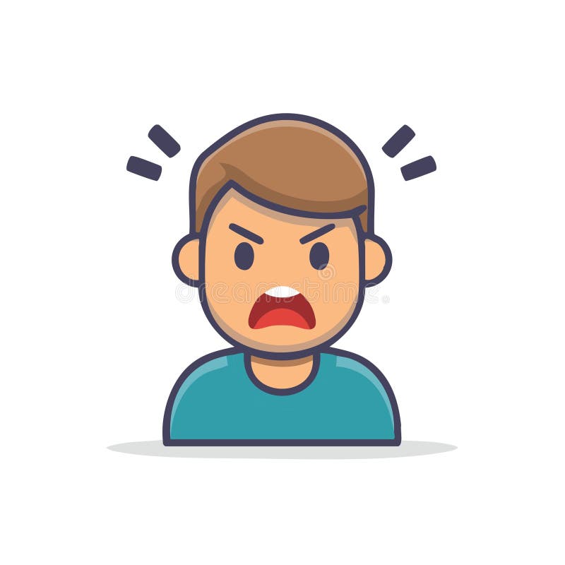 Furious Boy Cartoon Character with Angry Expression and Emotive ...