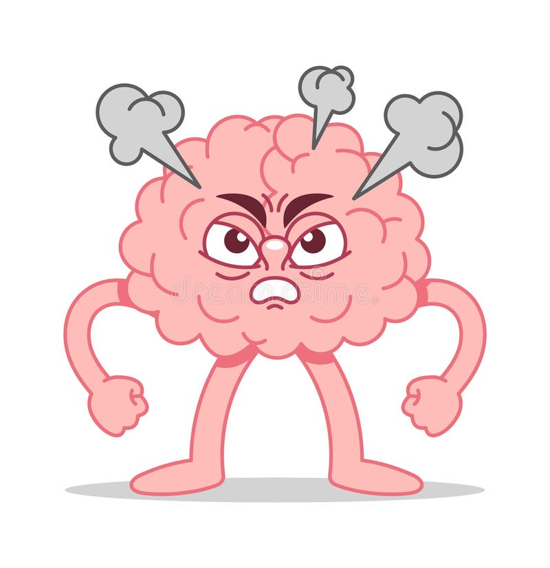 Furious Brain Character Feeling Angry Stock Vector - Illustration of ...