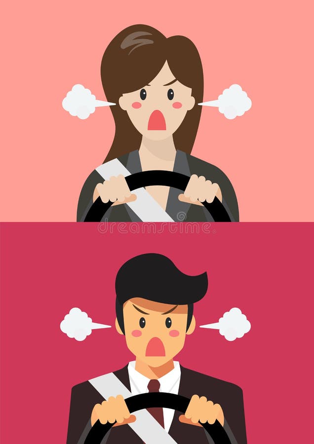 Furious Business Woman and Man Driving a Car Stock Vector ...