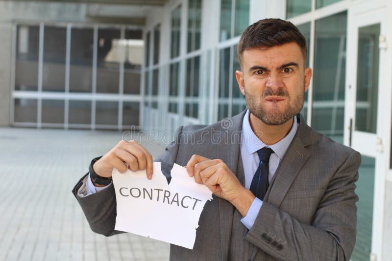 Furious Businessman Breaking a Contract Stock Image - Image of concept ...