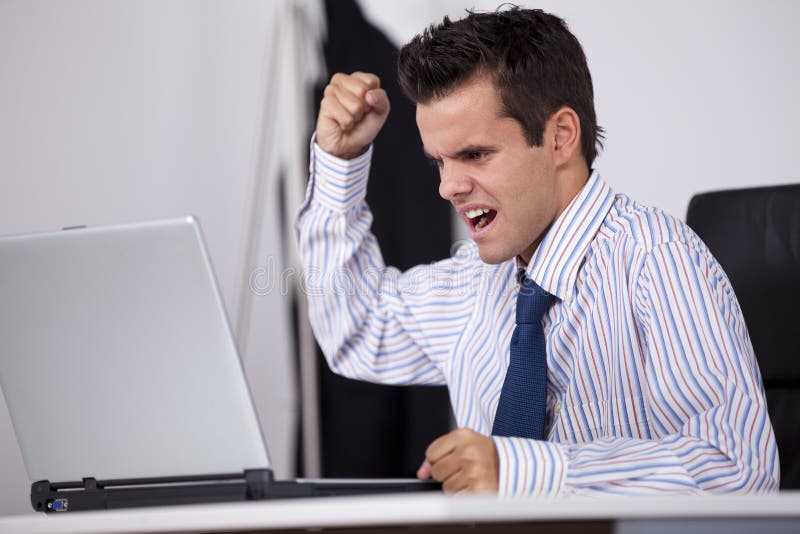 Furious Businessman at His Office Stock Image - Image of destroying ...