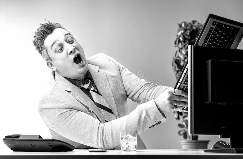 Furious Businessman Screaming at Computer Screen in Office Stock Image ...