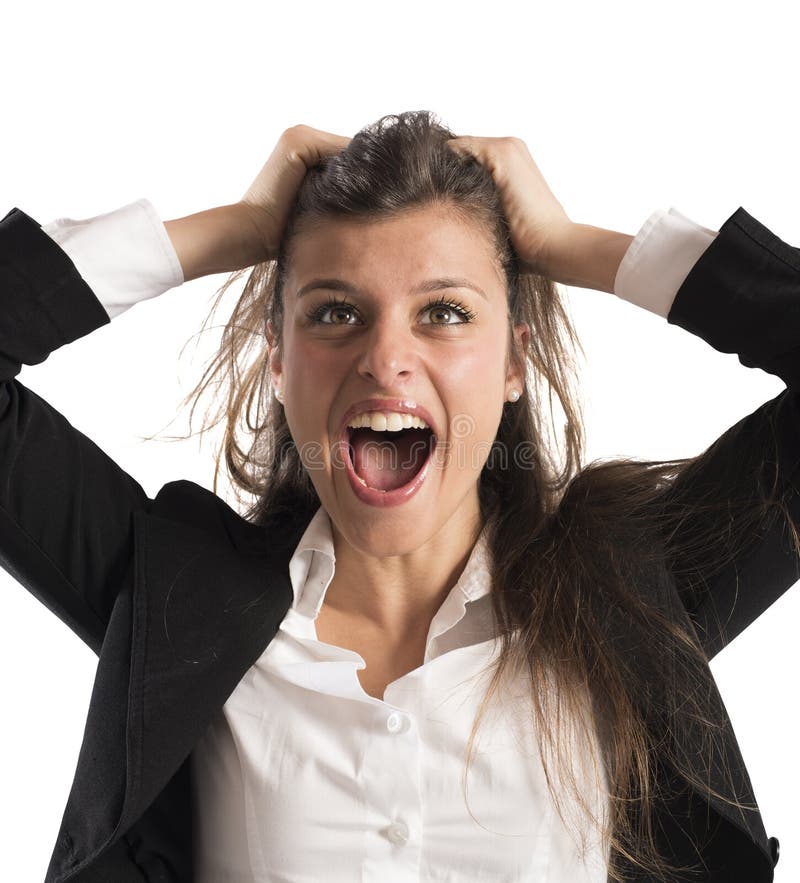 Furious Businesswoman Screams Stock Image - Image of anxious, confused ...