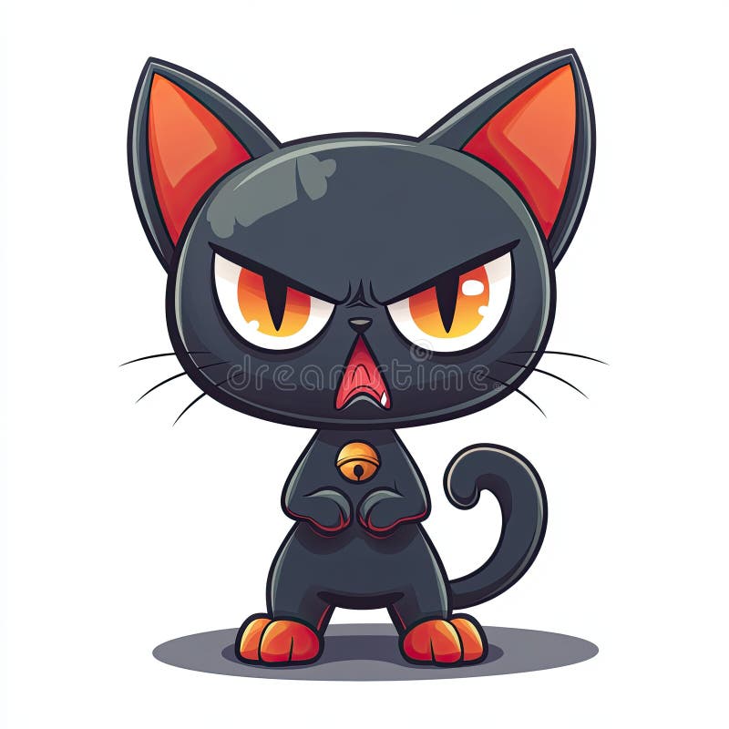 Furious Chibi Cat with Big Eyes and Cute Features, Expressing Anger ...