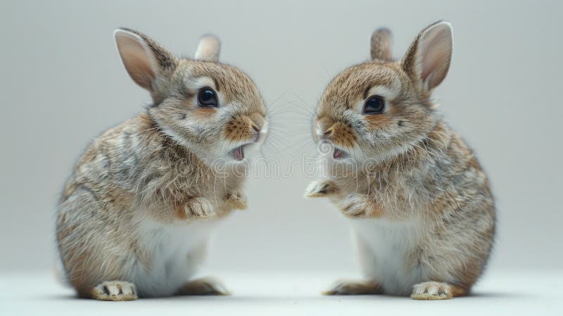 Furious and Comical Rabbits Against a White Backdrop Stock Image ...