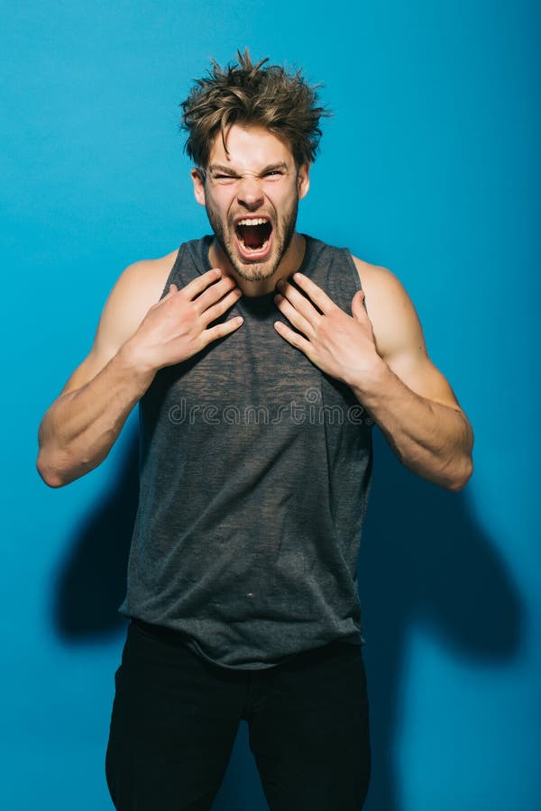 Furious Concept. Furious and Aggressive. Furious Man Shout with Anger ...