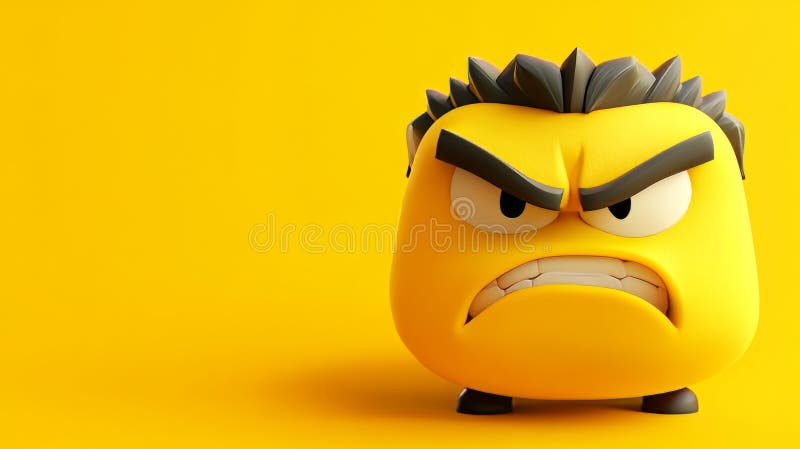 Furious Emoji Character on Yellow Background. Conceptual Expression of ...
