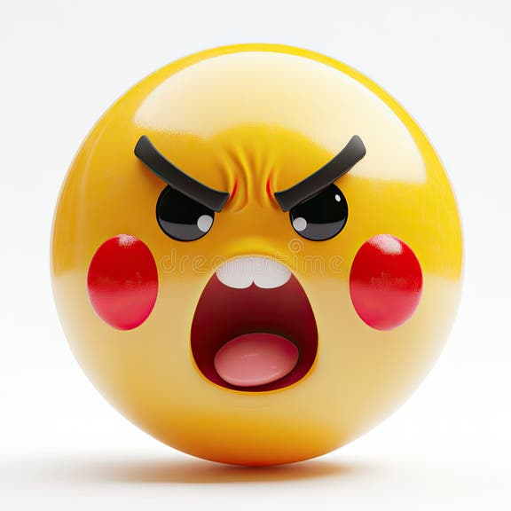 Furious Emoji with Puffed Cheeks and Squinted Eyes Expressing Anger ...
