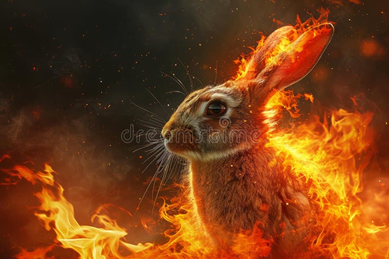Furious Fire Rabbit. Generate Ai Stock Photo - Image of rabbit, tiny ...