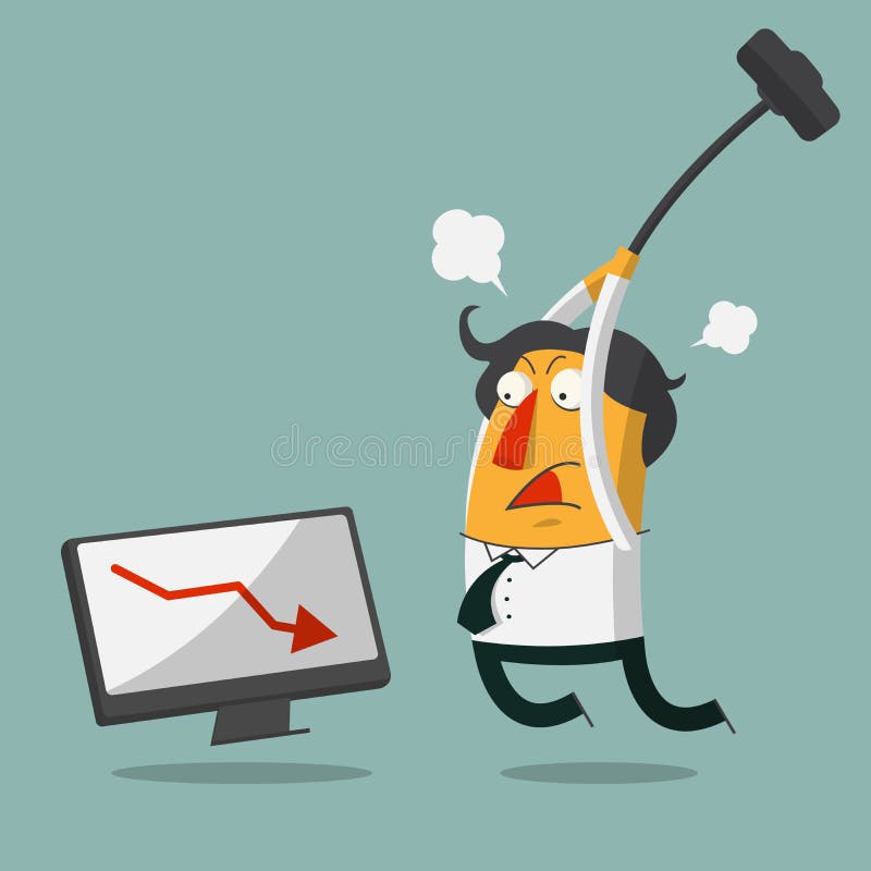 Furious Frustrated Businessman Hitting the Computer. Stock Vector ...