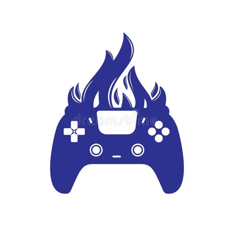 Furious Gamer Vector Logo Design. Keypad Controller and Fire Flame ...