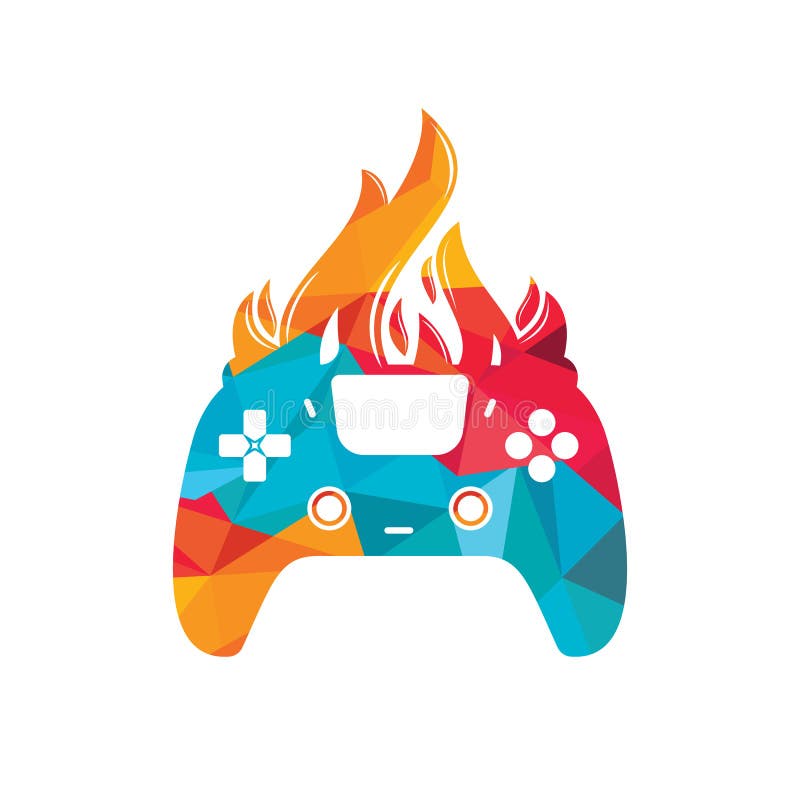Furious Gamer Vector Logo Design. Keypad Controller and Fire Flame ...