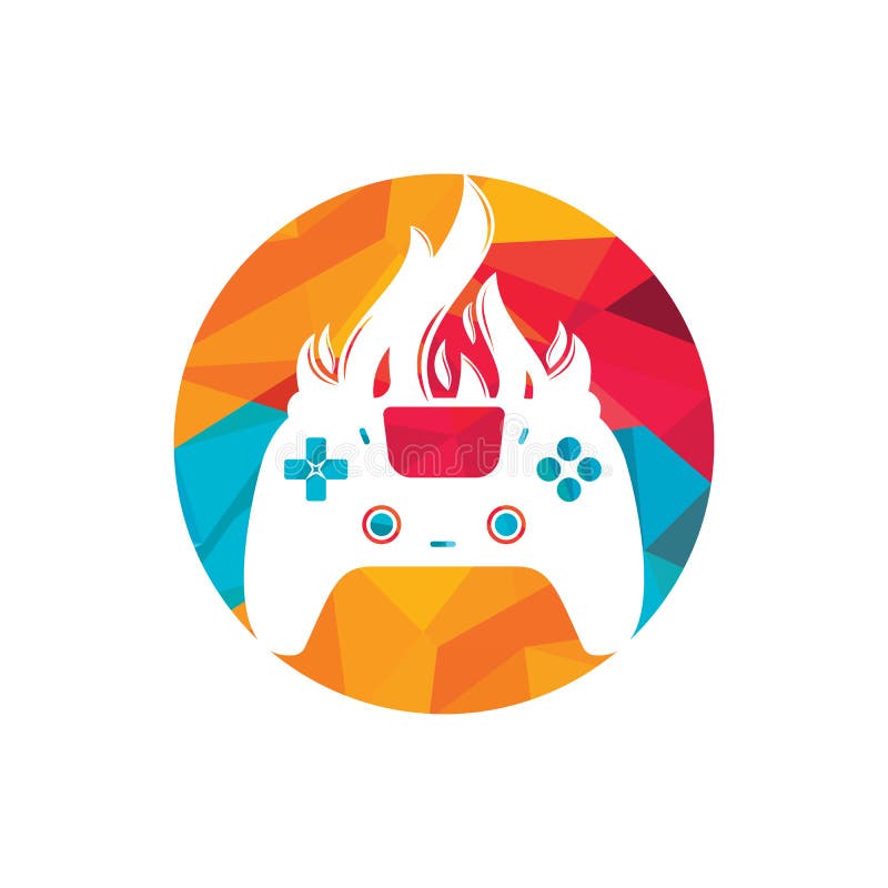 Furious Gamer Vector Logo Design. Keypad Controller and Fire Flame ...
