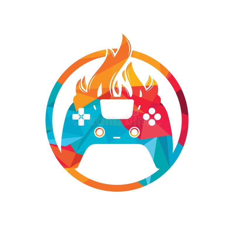 Furious Gamer Vector Logo Design. Keypad Controller and Fire Flame ...
