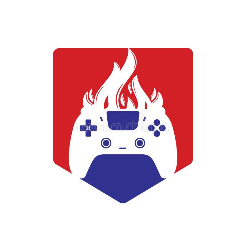 Furious Gamer Vector Logo Design. Keypad Controller and Fire Flame ...