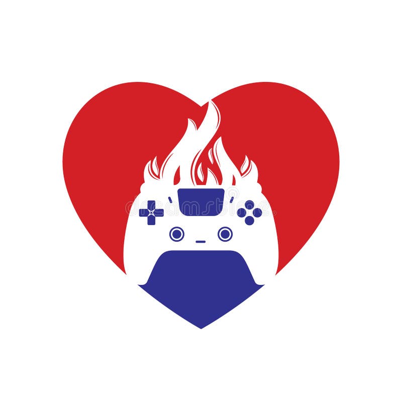 Gamer Fire Head Hair Console Symbol Smile Vector Logo Design ...