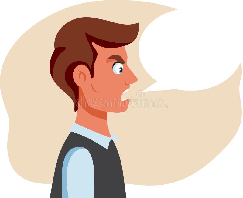 Angry Man Screaming with Speech Bubble Vector Cartoon Stock Vector ...