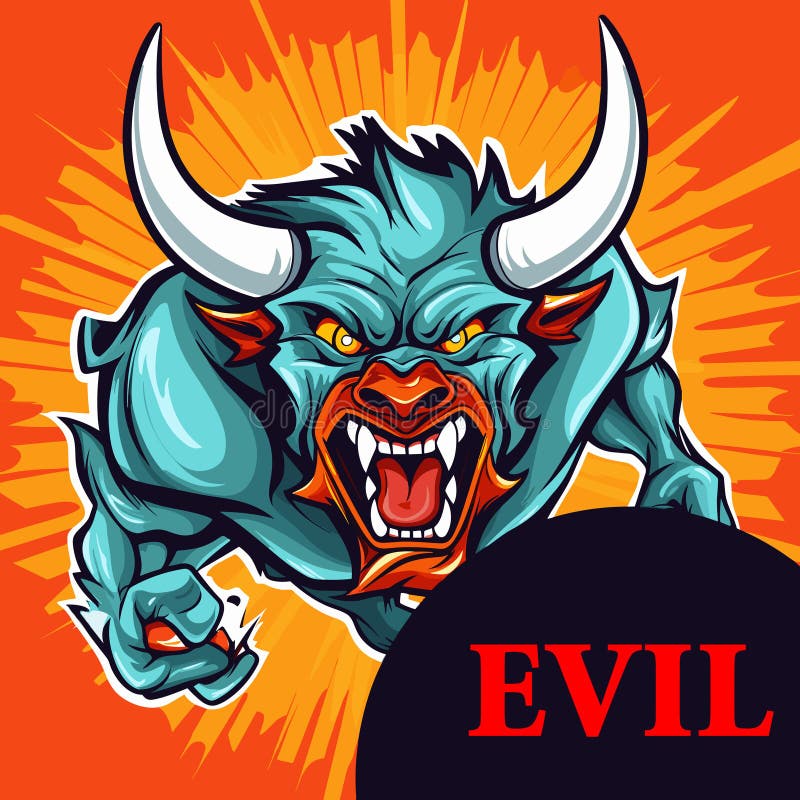 Furious Horned Devil Satan Demon Vector Illustration. Evil Concept ...