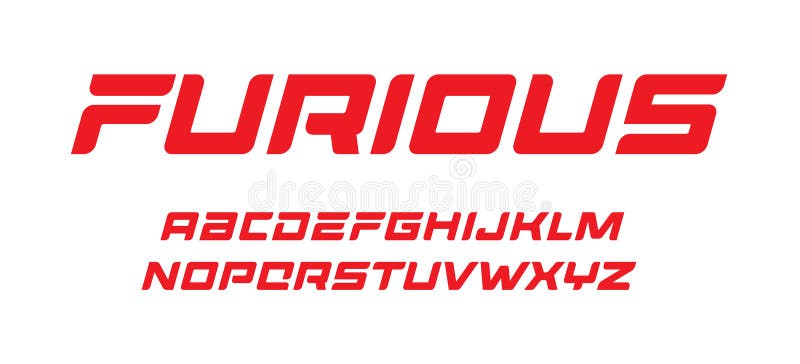 Furious Letters Set Dynamic Bold Font Elegant Italic Typeset Vector ...