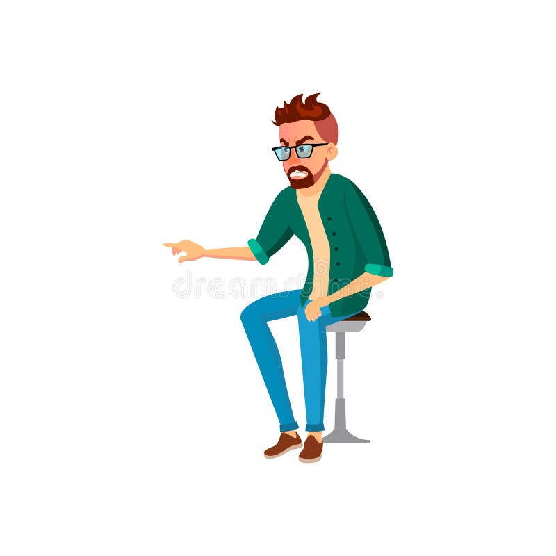 Furious Man Try To Turn on Coffee Machine on Kitchen Cartoon Vector ...